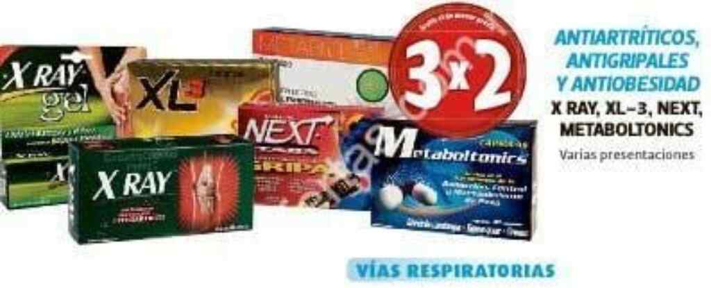 3x2 en X-Ray, XL-3, Next y Metaboltonics en Farmacias Guadalajara
