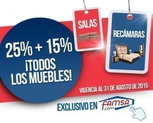 En la tienda en línea de Famsa 25% de descuento + 15% adicional + envío ...