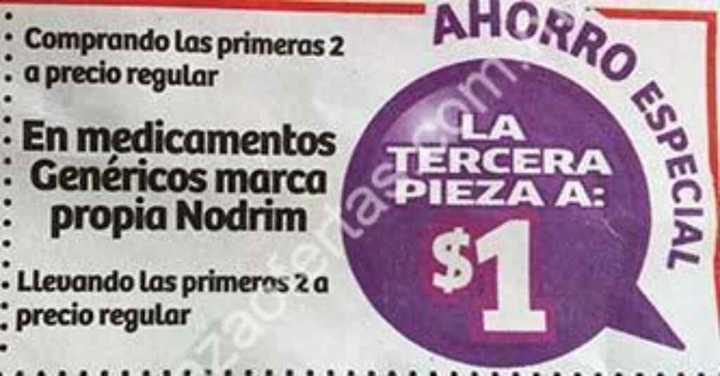 En Soriana medicamentos Nodrim a $1 peso el tercero