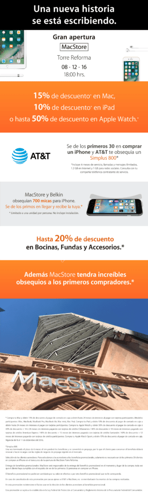 Inauguración Macstore Torre Reforma 8 de noviembre: descuentos en Mac ...