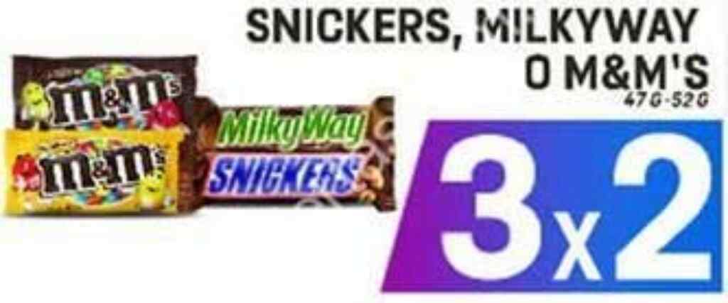 En 7-Eleven 3x2 en chocolates Snickers, M&Ms y Milkyway