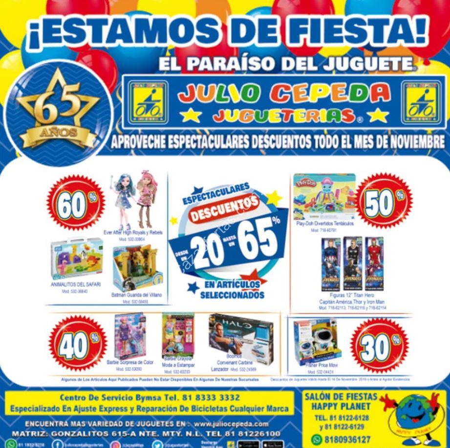 Promoción Julio Cepeda 65 Aniversario: Hasta 65% de descuento en juguetes