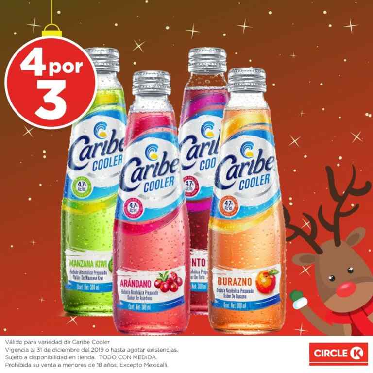 En Circle K 4x3 en bebidas Caribe Cooler y New Mix