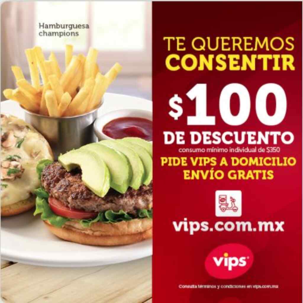 Cupones Vips de 20% de descuento o $100 pesos de descuento a domicilio ...