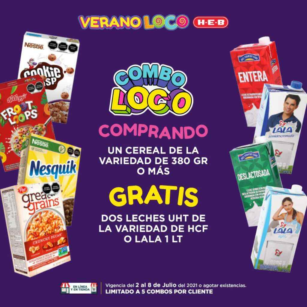 Ofertas HEB Combo Loco: 2 leches Lala Gratis en la compra de 1 cereal ...
