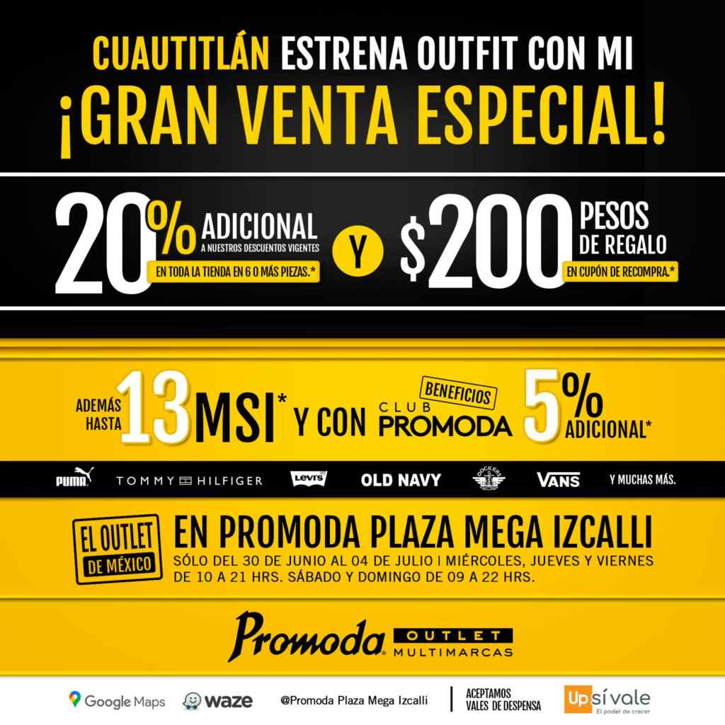 Promoda Mega Izcalli: 20% de descuento adicional + 13 msi + $200 en ...