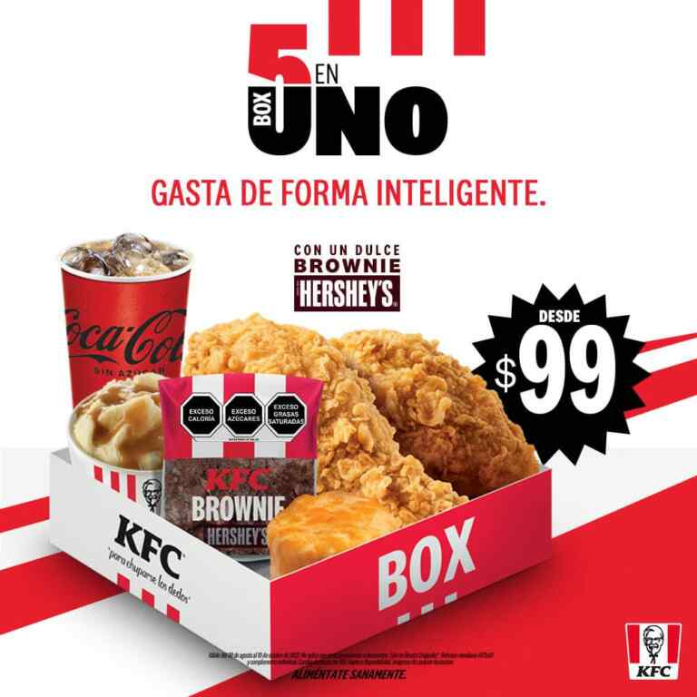 Nueva Box 5 en 1 KFC: 2 piezas de pollo + puré + refresco + bisquet ...
