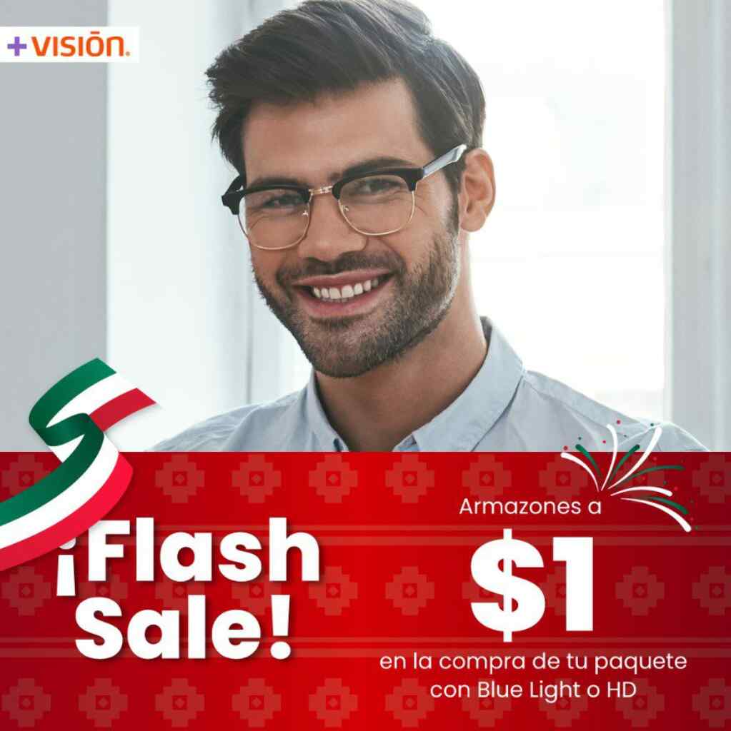 Flash Sale Fiestas Patrias Más Visión: 2x1 en armazones, descuentos y más