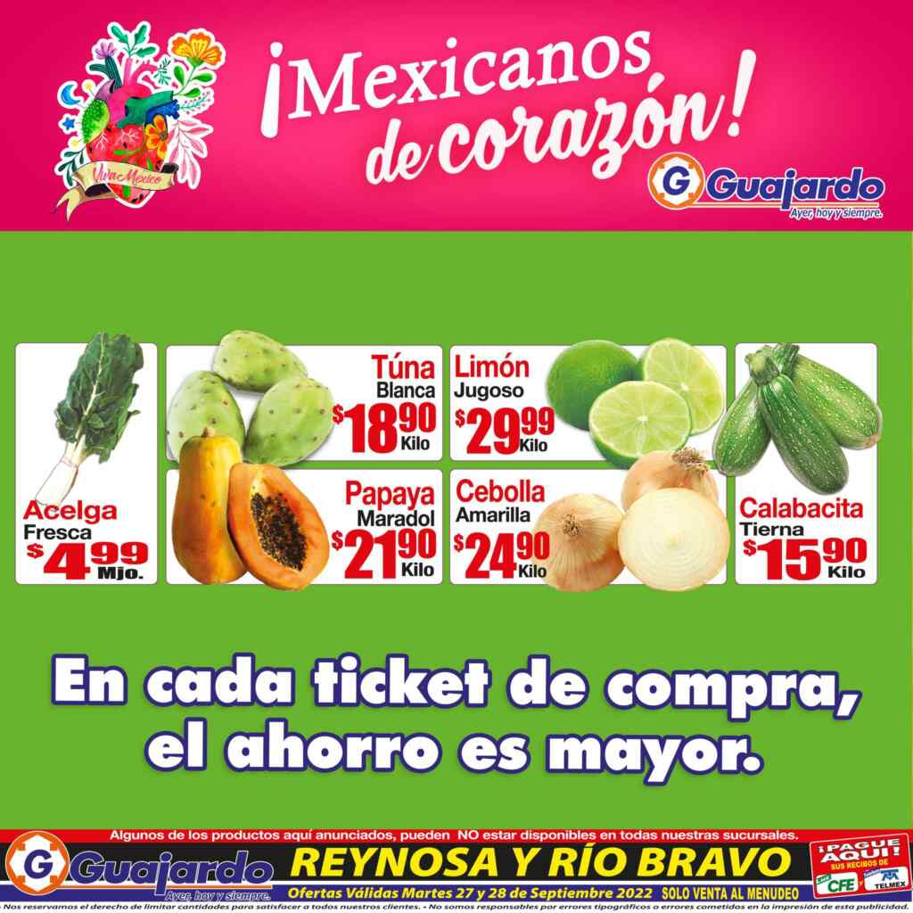 Ofertas Súper Guajardo frutas y verduras 27 y 28 de septiembre
