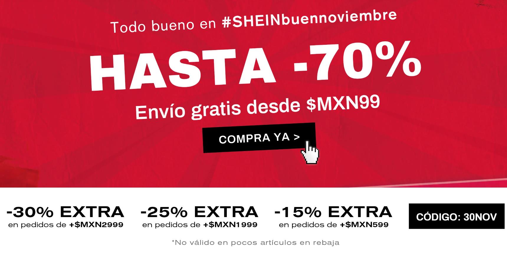 Shein Pre Buen Fin 2022: Hasta 70% de descuento + hasta 30% extra ... Shein Pre Buen Fin 2022: Hasta 70% de descuento + hasta 30% extra ...
