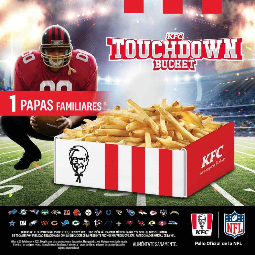 KFC Touchdown Bucket: 10 piezas de pollo + complementos y más