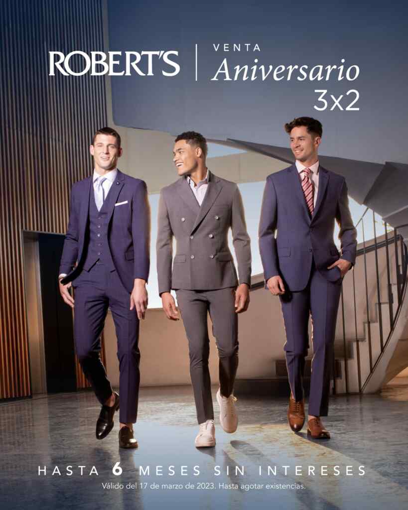 Venta de Aniversario Roberts: 3x2 en trajes y sacos