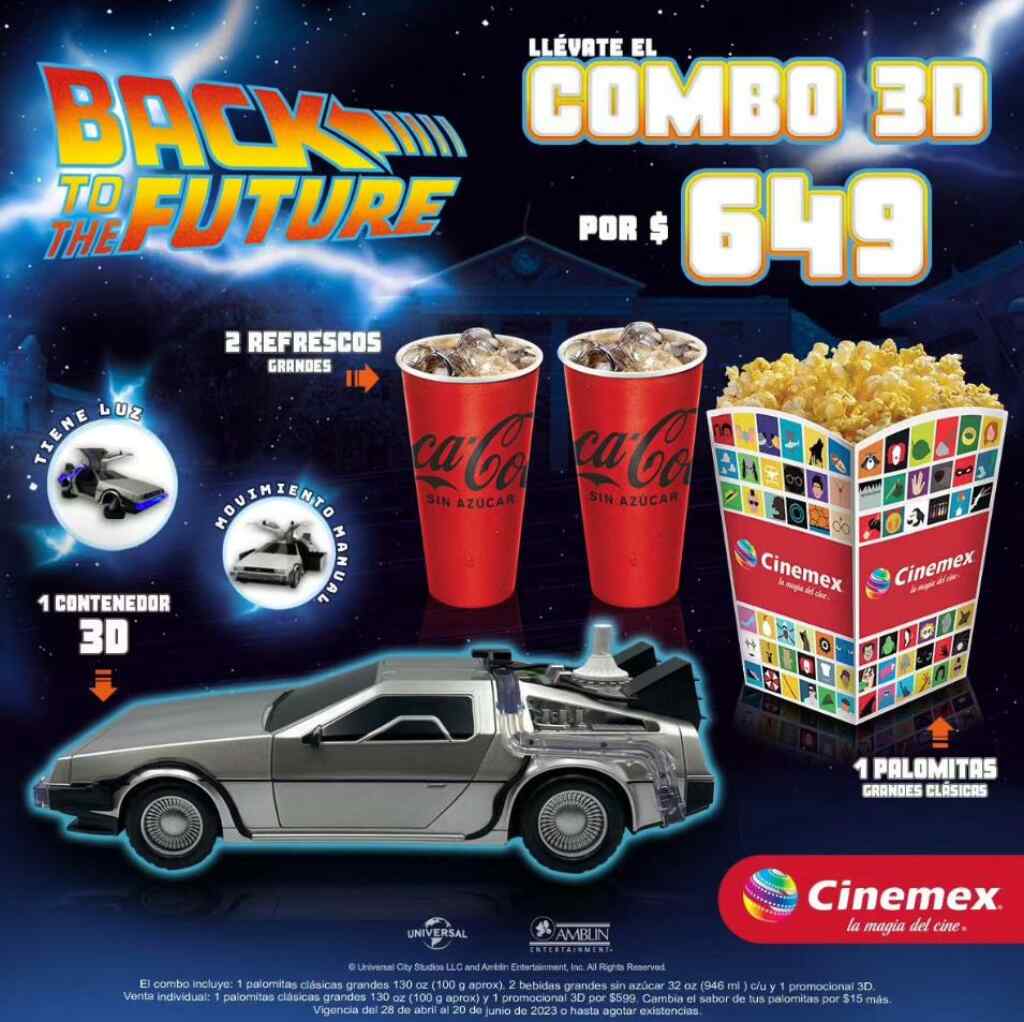 En Cinemex Palomera DeLorean con luces: Precios y cómo obtenerla