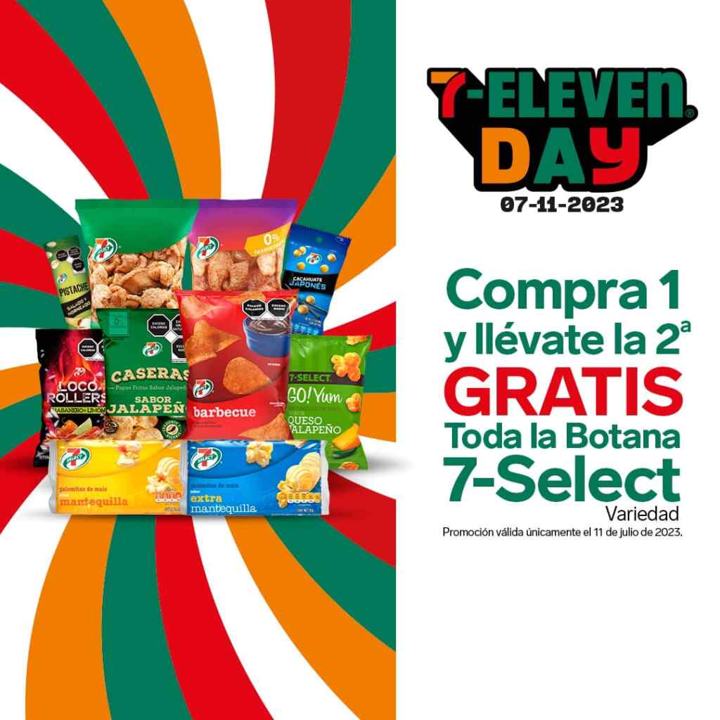 Promociones 7-Eleven Day 11 de julio: 2x1 en botanas y más