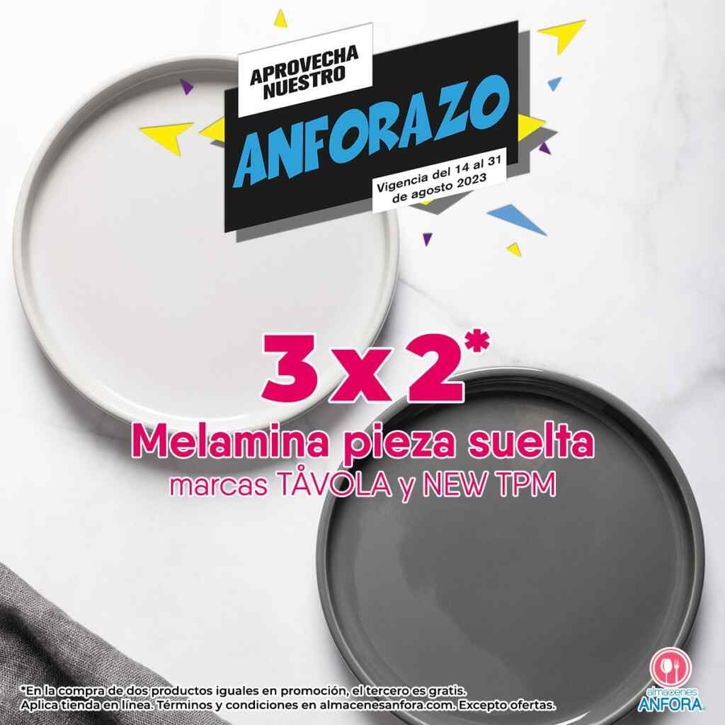 Promo Anforazo 2023 de Almacenes Anfora: 3x2 y descuentos en vajillas ...