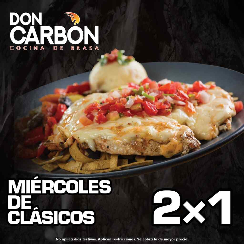 En Don Carbón 2x1 en tacos, alitas, boneless, cerveza y más dependiendo del día