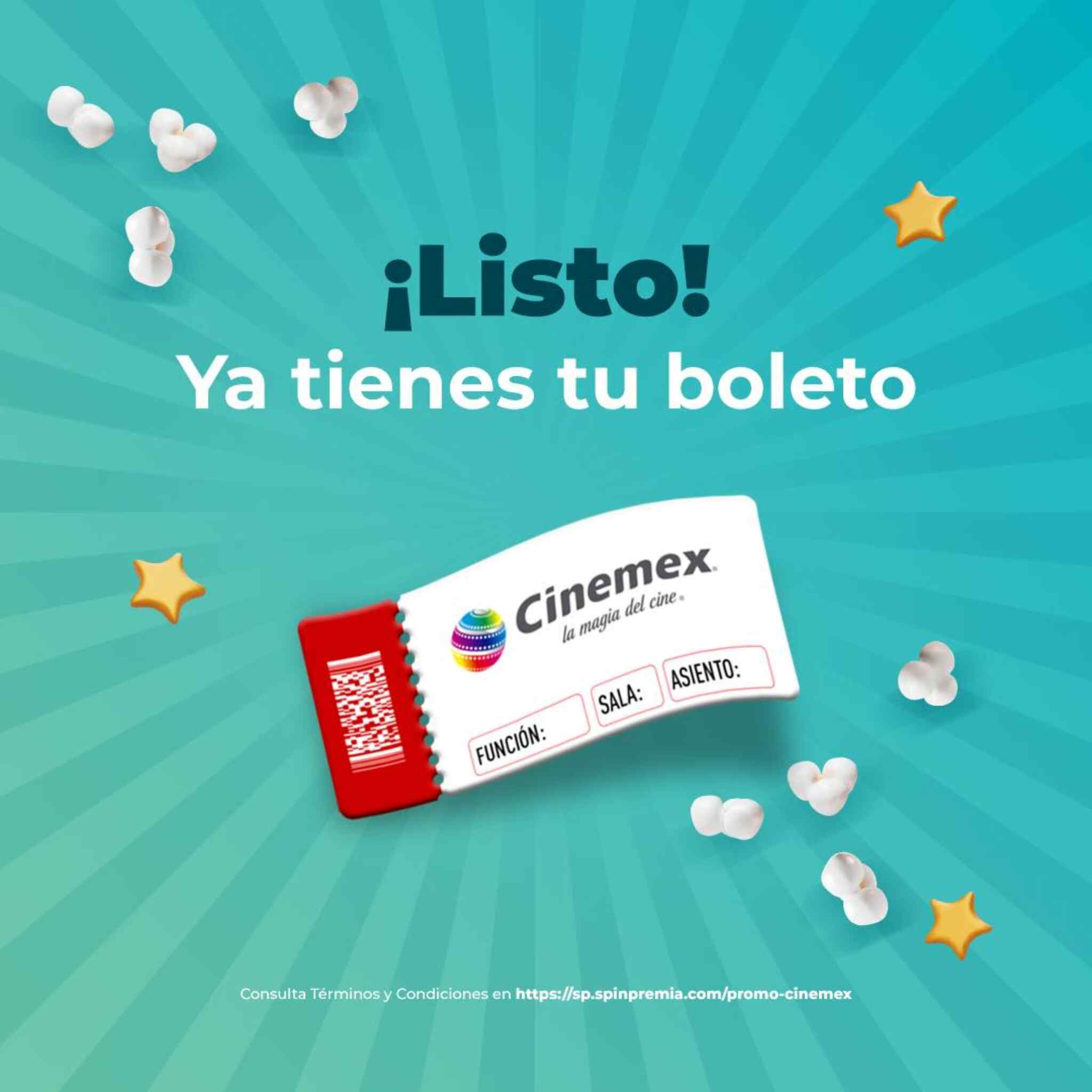 Boletos a Cinemex GRATIS cortesía de Spin Premia