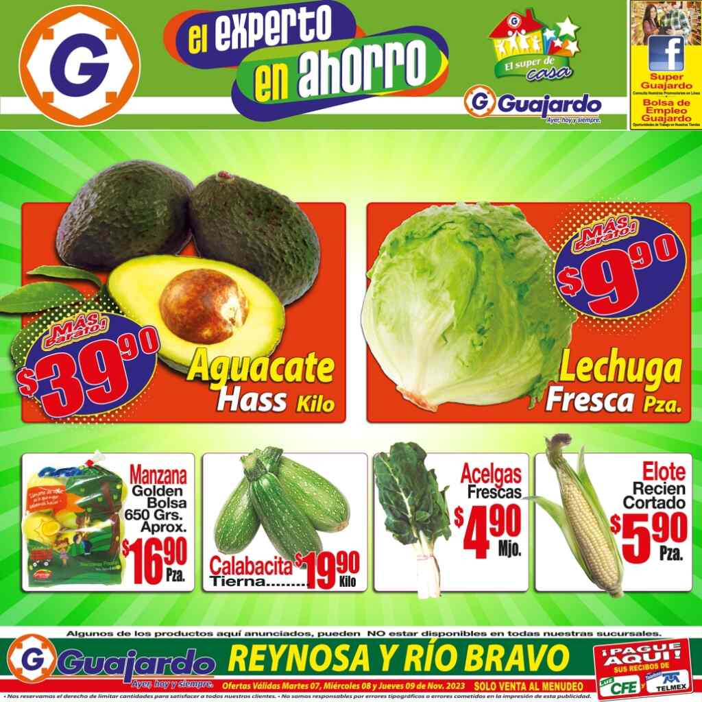 Ofertas Súper Guajardo frutas y verduras 7 al 9 de noviembre