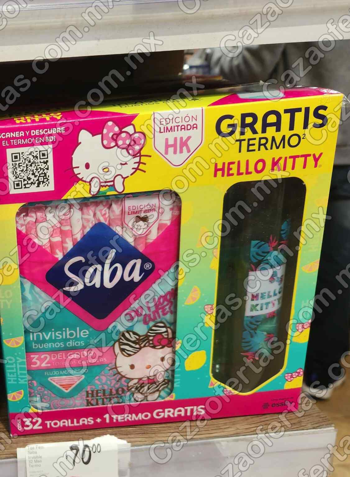Promo Saba termo de Hello Kitty en empaques marcados