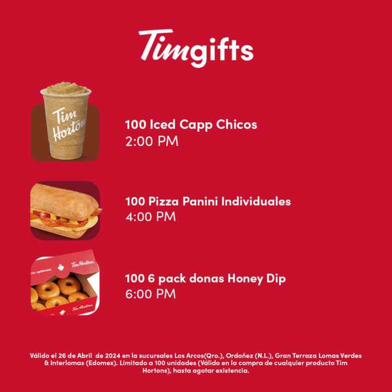 En Tim Hortons comida GRATIS hoy durante todo el día en sucursales ...