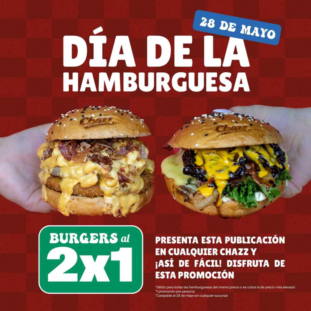 2x1 en hamburguesas en Chazz por el Día de la Hamburguesa