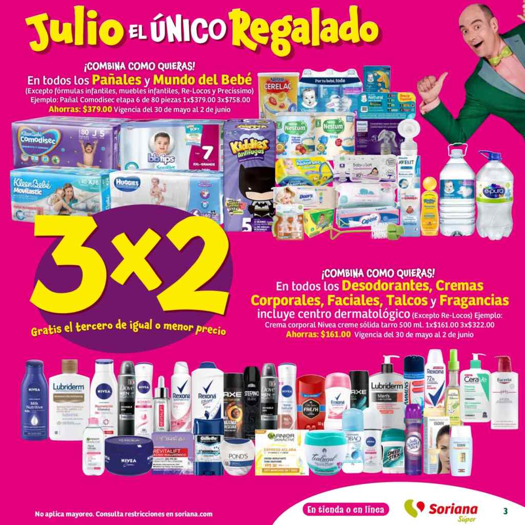 Folleto Julio Regalado 2024 en Soriana Súper: 4x2 en papel higiénico, shampoos y ...
