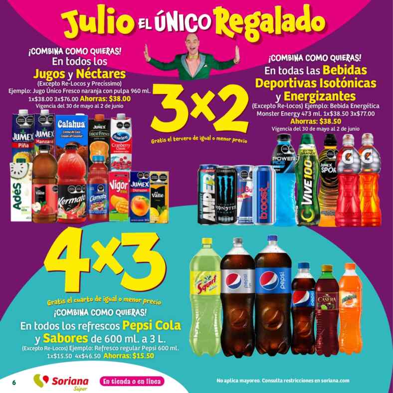 Folleto Julio Regalado 2024 en Soriana Súper: 4x2 en papel higiénico, shampoos y ...