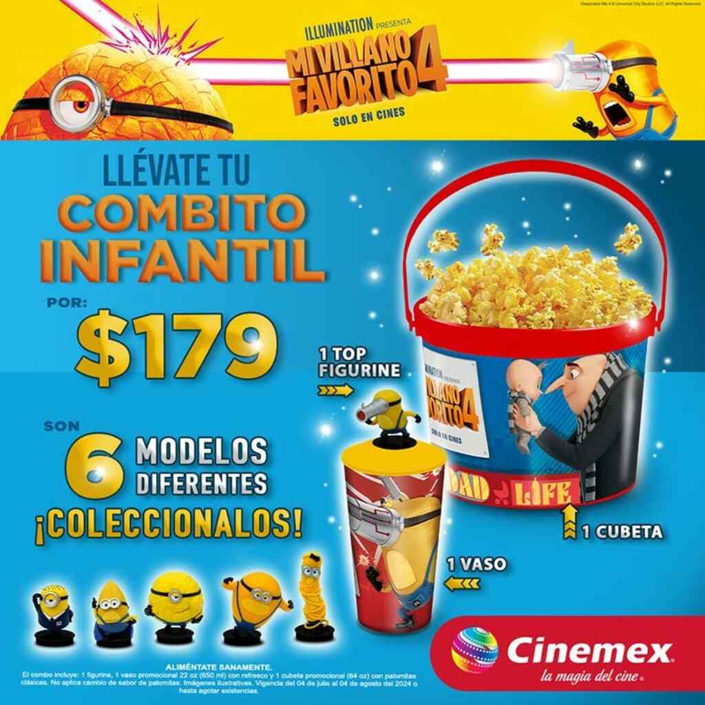Combos Cinemex Minions Mi Villano Favorito 4: Precios y qué incluyen