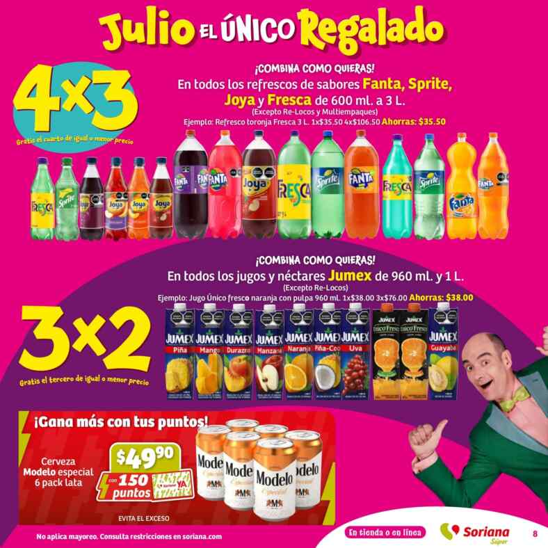 Folleto Julio Regalado 2024 en Soriana Súper con 3x2, 4x2 y más al 12 de junio