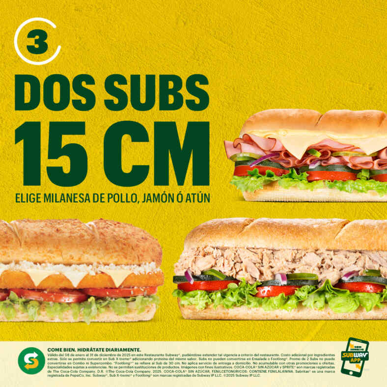 Promoción Subway 2025: Combos de subs participantes a $99 o 2 subs por ...