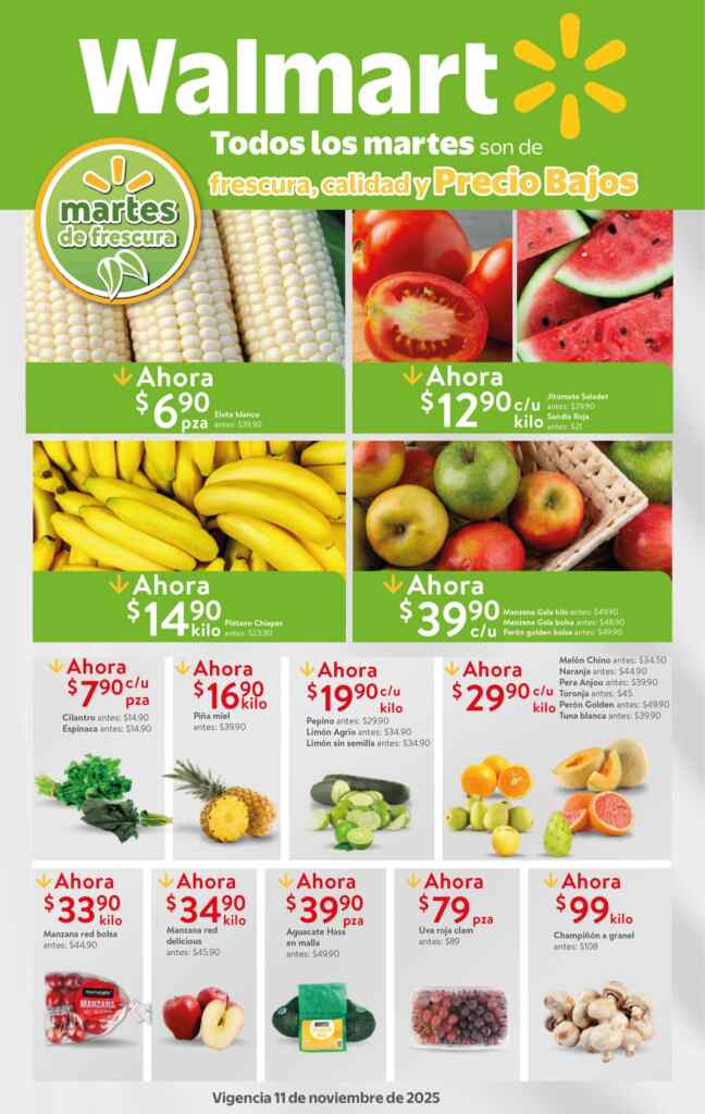 Martes de Frescura Walmart 11 de noviembre: precios de frutas y verduras